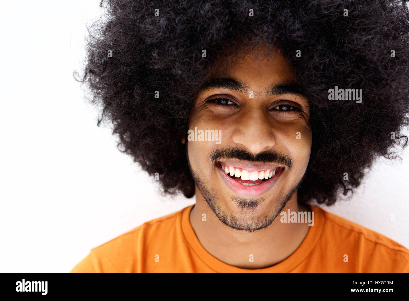 Close up portrait of a smiling afro man with beard Stock Photo - Alamy