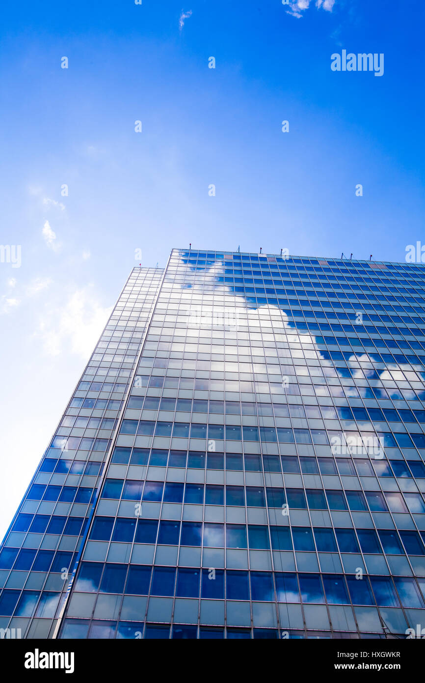 Abstract building. blue glass wall of skyscraper Stock Photo - Alamy