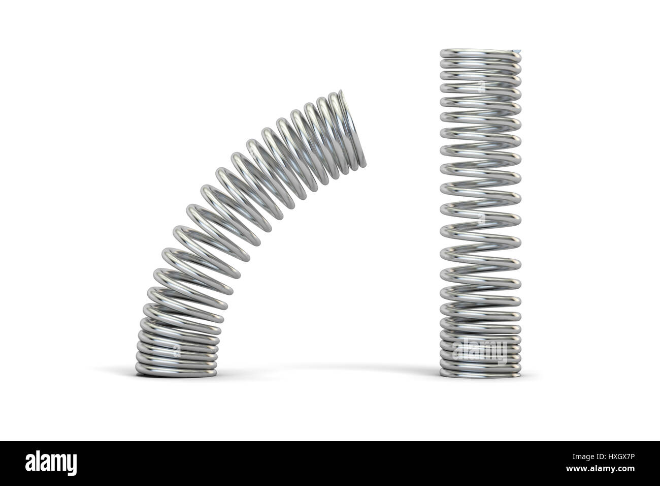 Steel helical coil springs, 3D rendering isolated on white background ...