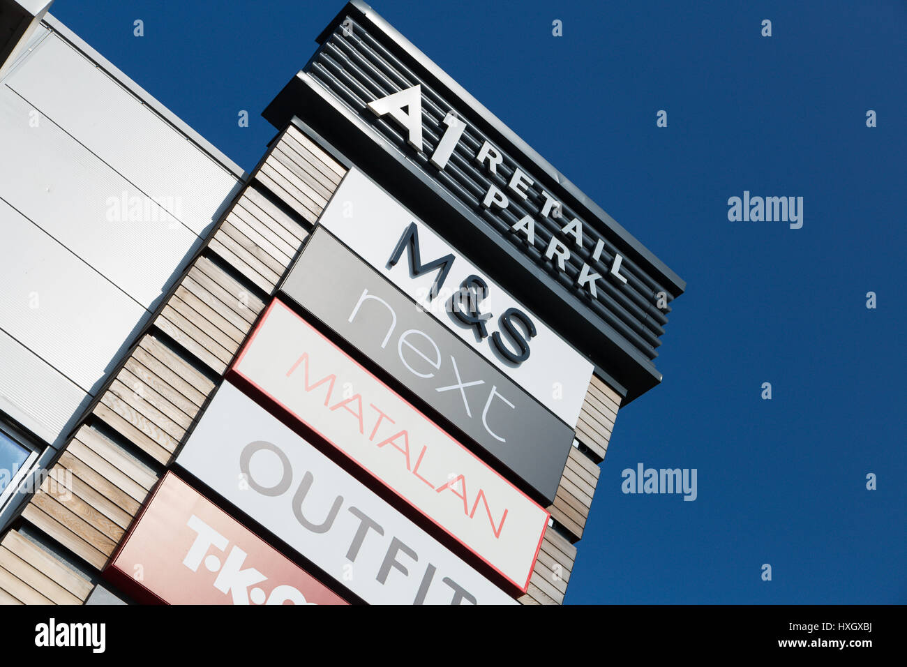 Biggleswade, Bedfordshire, UK, A1 Retail Park Stock Photo - Alamy