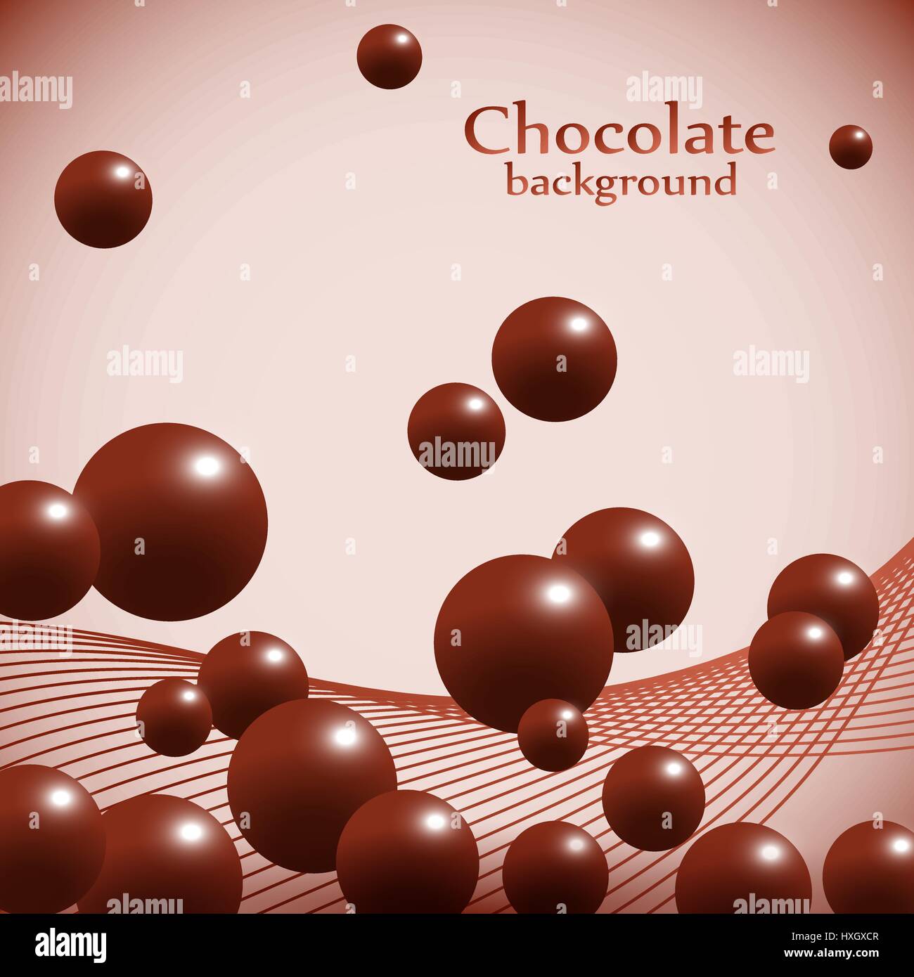 Dark chocolate balls on abstract background. Vector illustration Stock ...