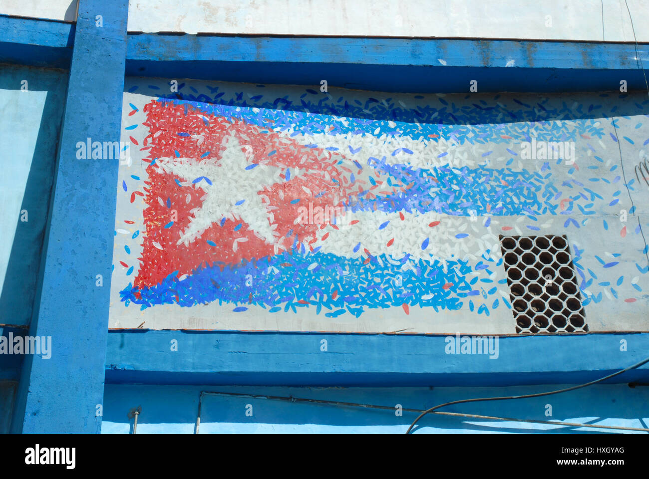 Painted Cuban flag, Havana, Cuba Stock Photo - Alamy