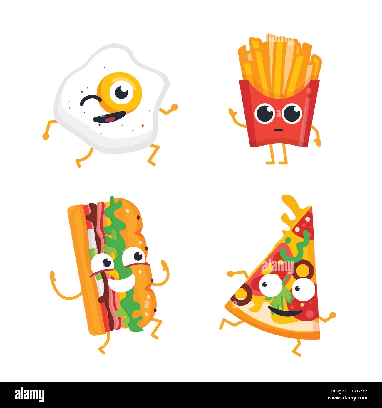 Fast Food Characters - vector set of mascot illustrations Stock Vector ...