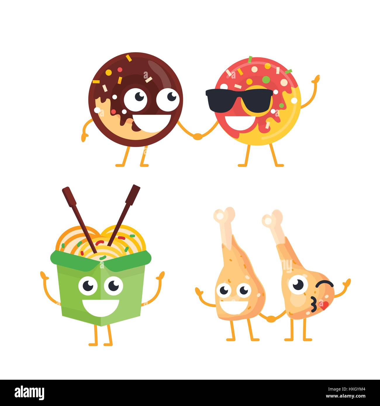 Fast Food Characters - vector set of mascot illustrations Stock Vector ...