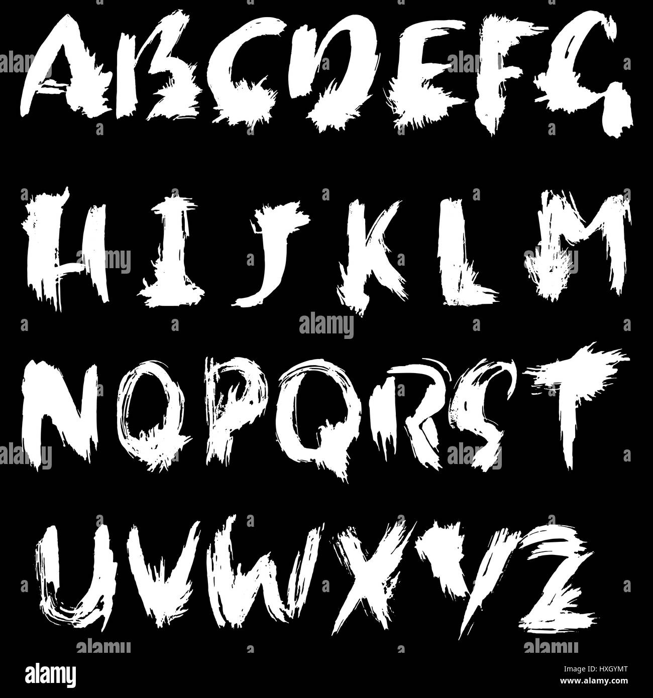 Hand drawn dry brush splatter font. Modern brush lettering. Grunge ...