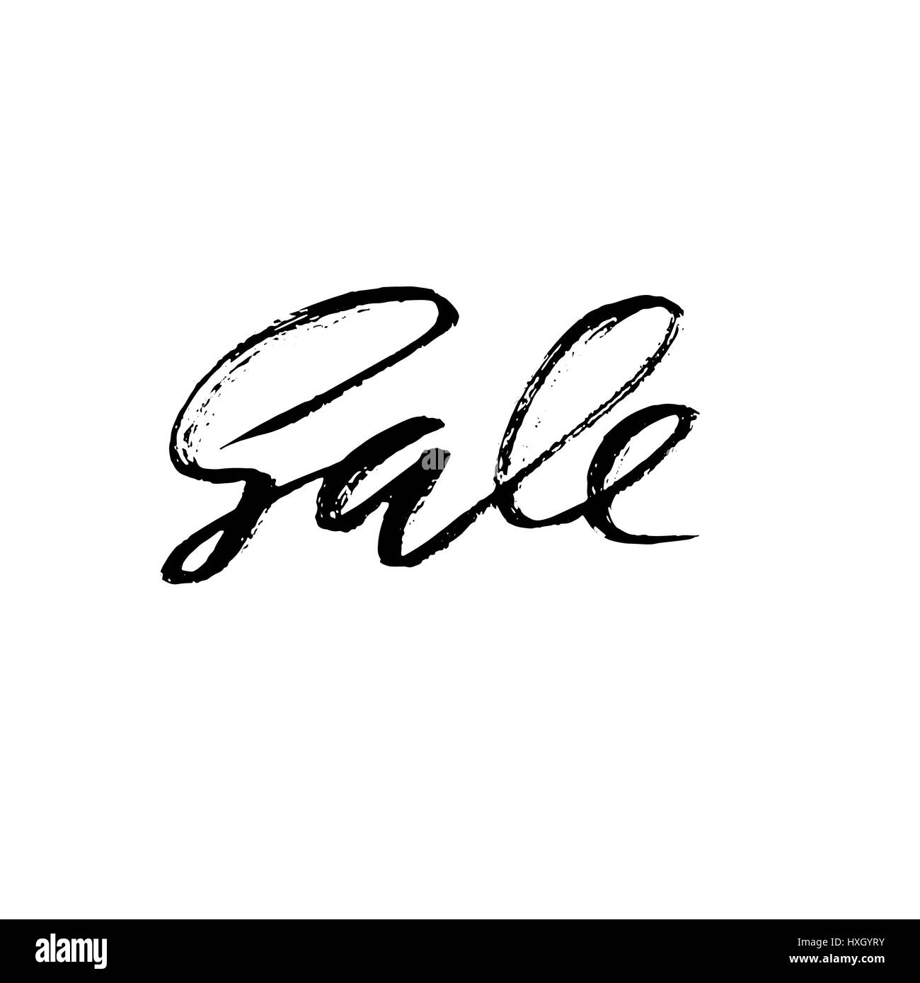 Sale handwritten lettering. Grunge dry brush template. Typography ...
