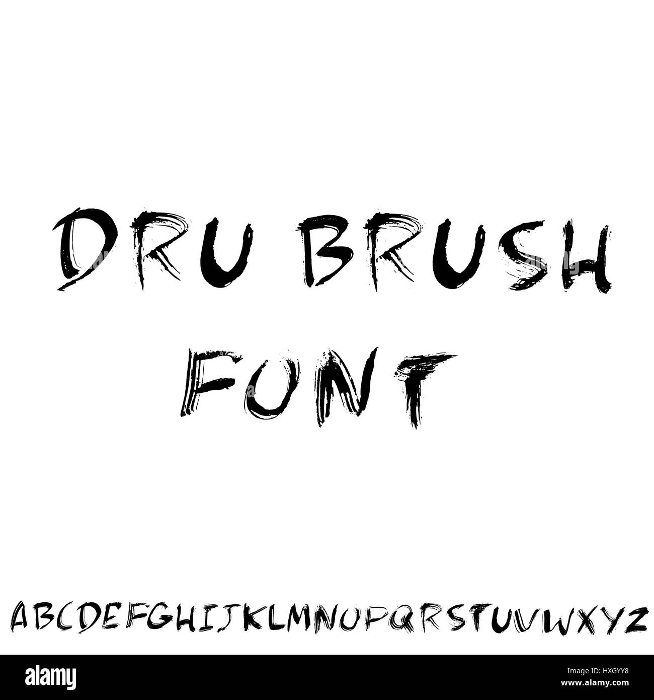 Hand drawn font made by dry brush strokes. Modern brush lettering ...