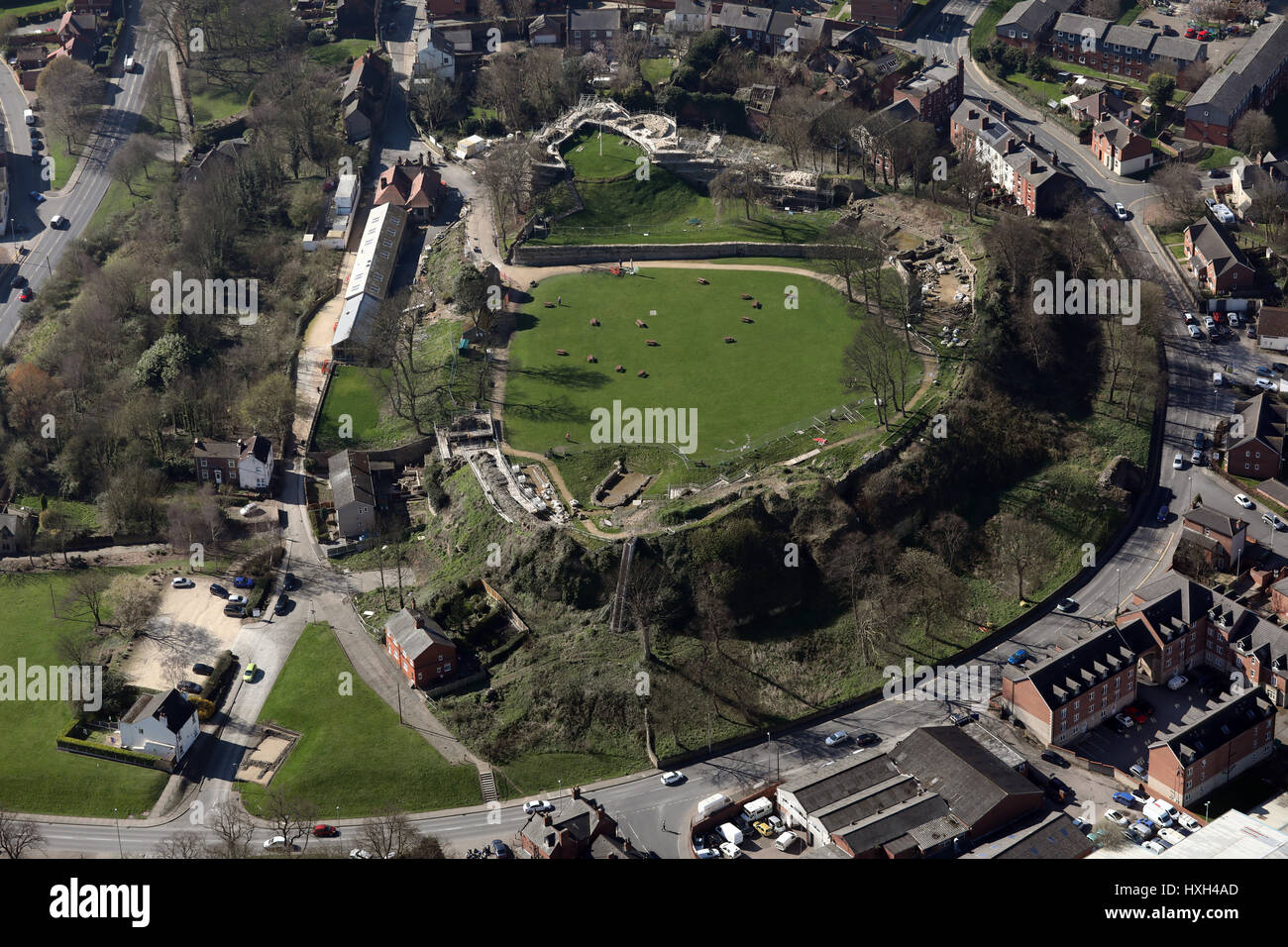 aerial view of Pontefract Castle, Yorkshire, UK Stock Photo: 136830245 ...