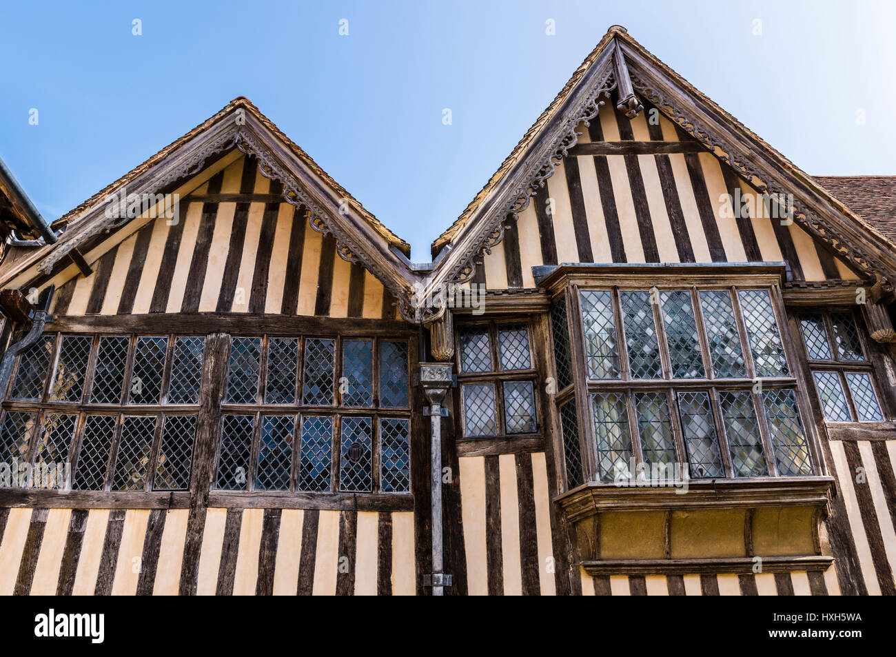 Window details of the medieval manor house at Ightham Mote, Kent, UK ...