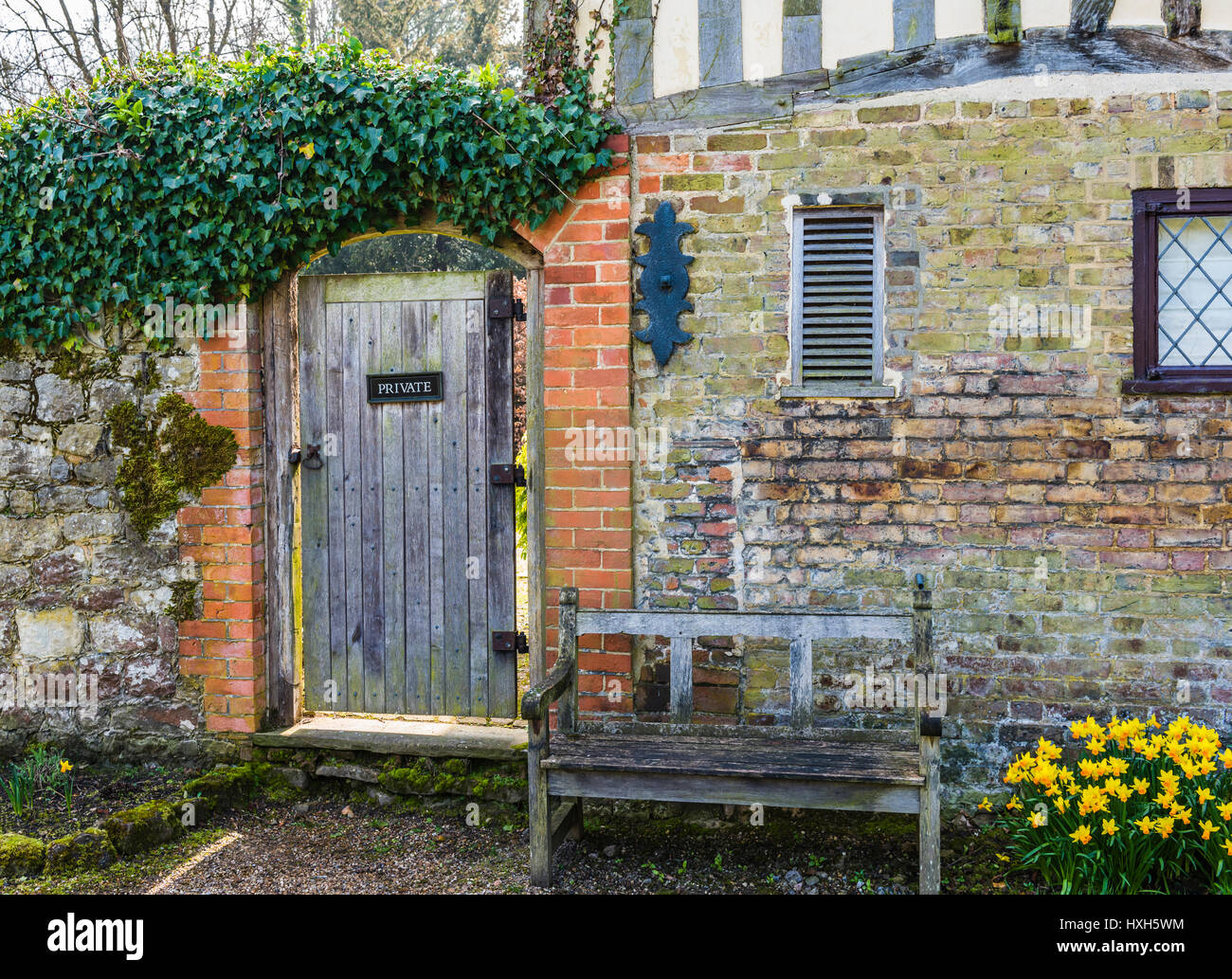 Gate detail at the medieval manor house at Ightham Mote, Kent, UK Stock ...