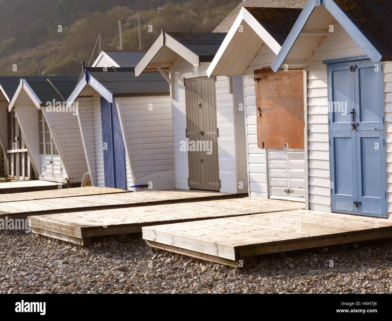 Row of pretty beach huts Stock Photo - Alamy