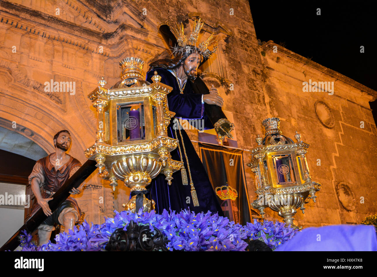Holy week procession in Spain, Andalusia. Nazarene Jesus, Our Lady of ...