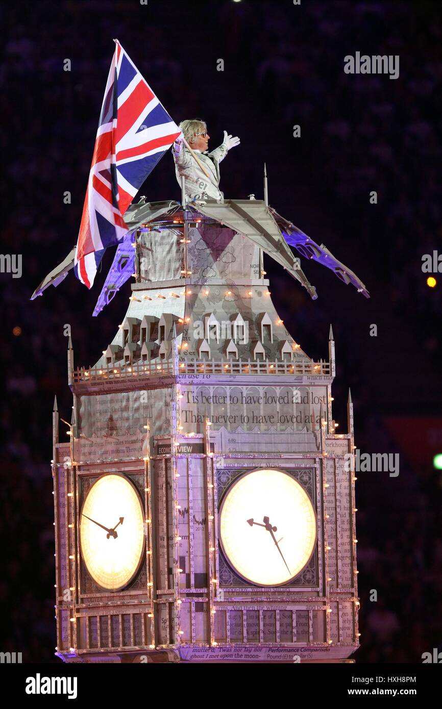 MAN WAVES FLAG ON BIG BEN OLYMPIC GAMES CLOSING OLYMPIC GAMES CLOSING ...