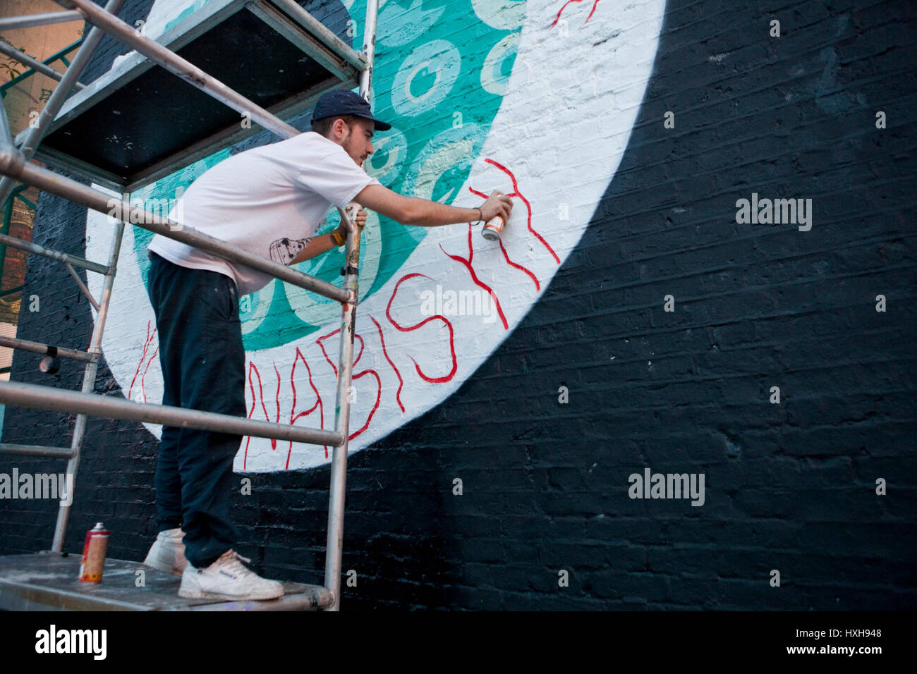 STIKA THINK! GRAFFITI ARTIST GREAT EASTERN STREET LONDON UNITED KINGDOM ...