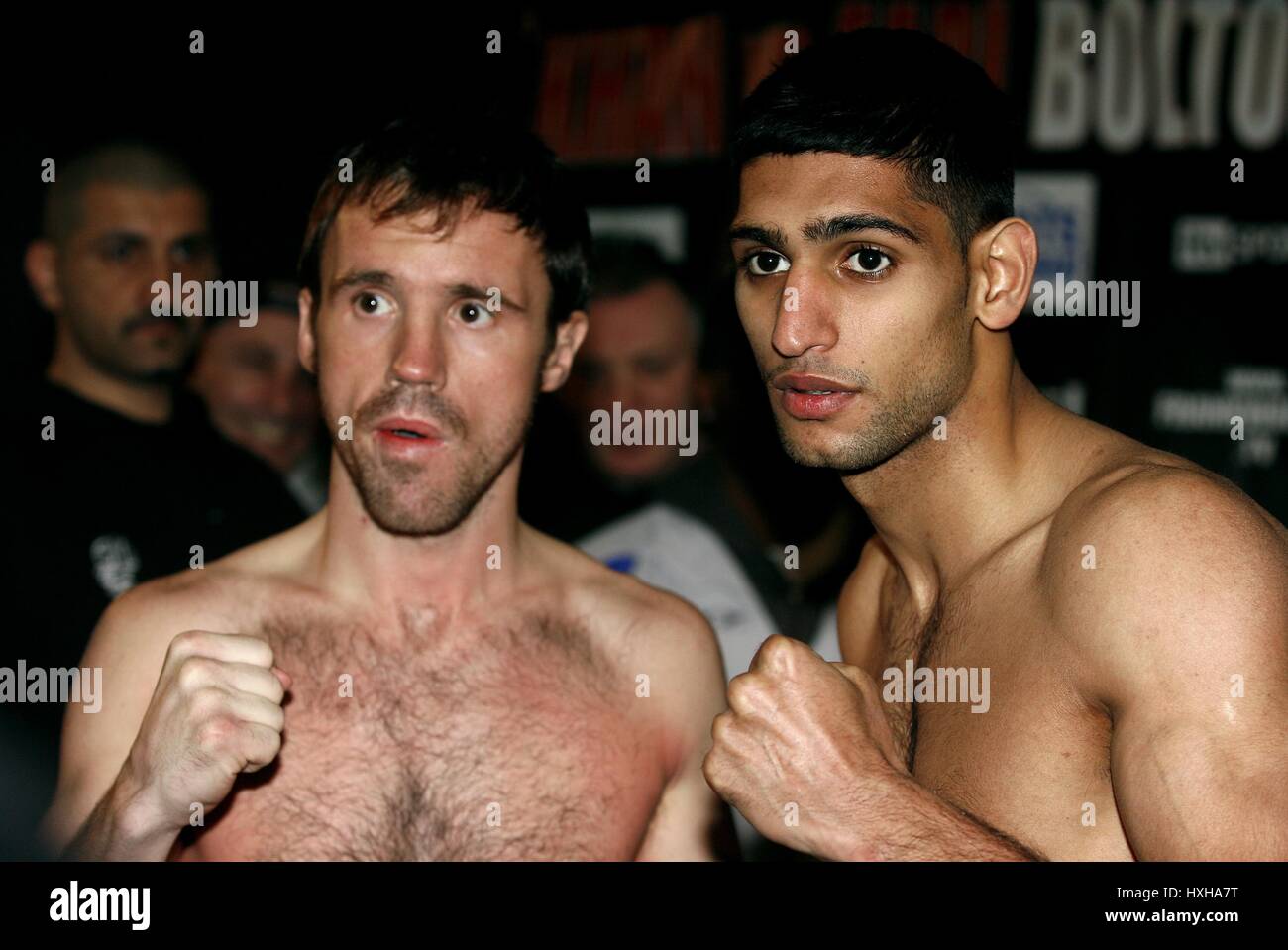 AMIR KHAN & GRAHAM EARL LIGHTWEIGHT BOXERS BOLTON ARENA BOLTON ENGLAND ...