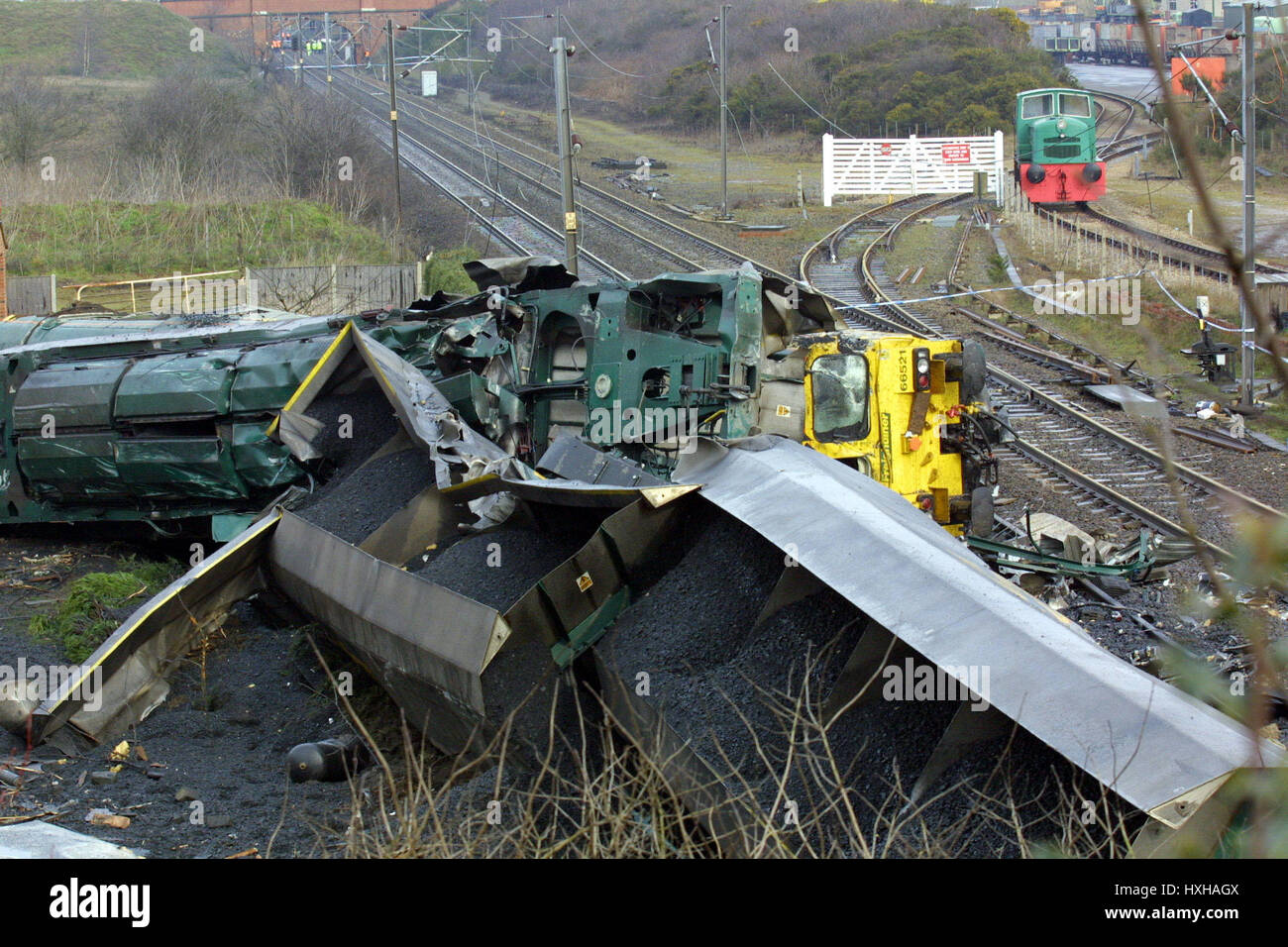 SCENE OF SELBY RAIL CRASH SELBY RAIL CRASH 28 February 2001 Stock Photo ...