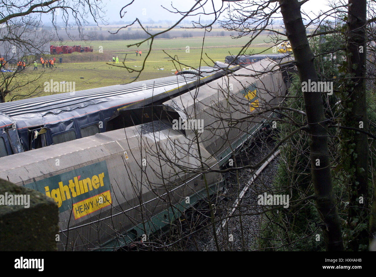 SCENE OF SELBY RAIL CRASH SELBY RAIL CRASH 28 February 2001 Stock Photo ...