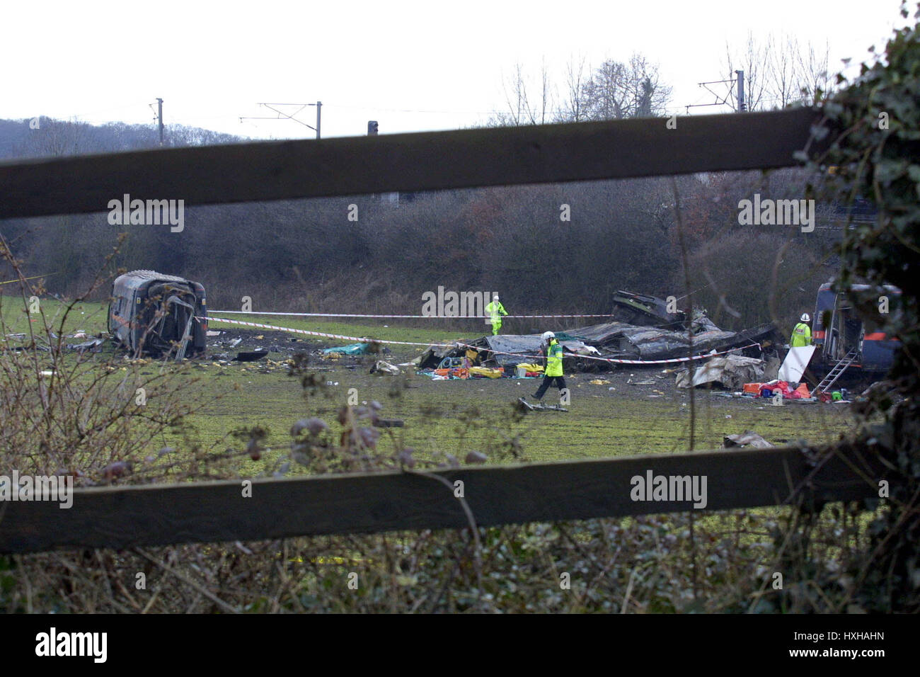 SCENE OF SELBY RAIL CRASH SELBY RAIL CRASH 28 February 2001 Stock Photo ...