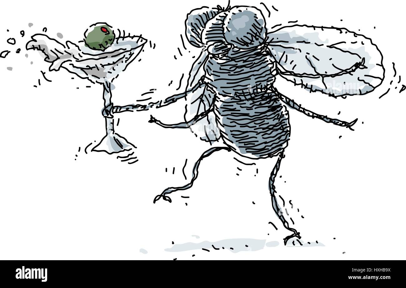 A drunk housefly spills his martini Stock Vector Image & Art - Alamy
