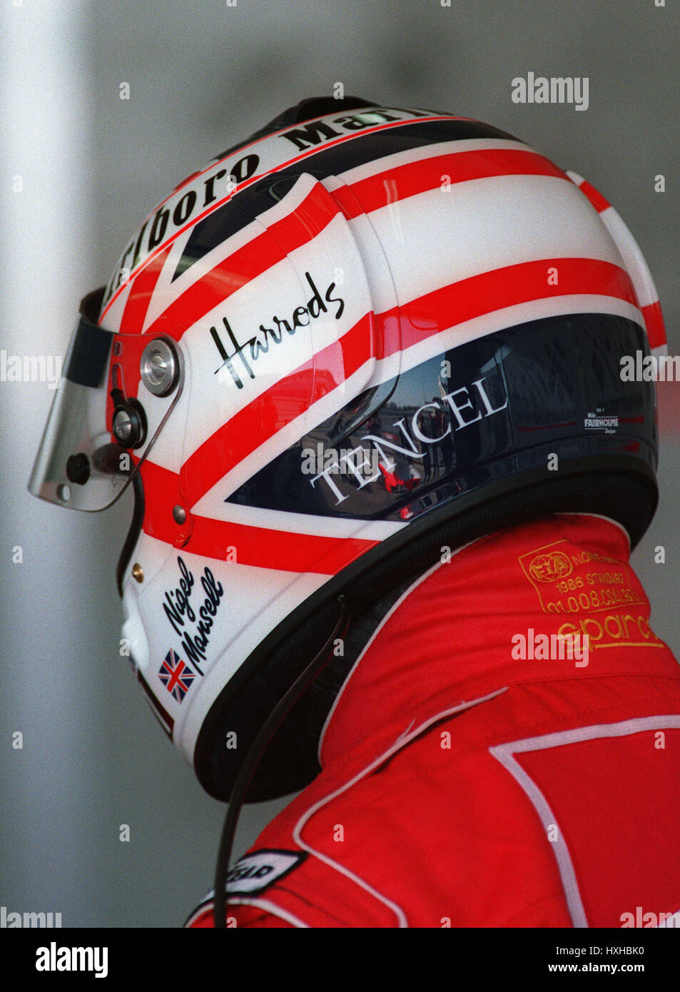 NIGEL MANSELL & HELMET ADDS WILLIAMS-RENAULT 21 March 1995 Stock Photo ...