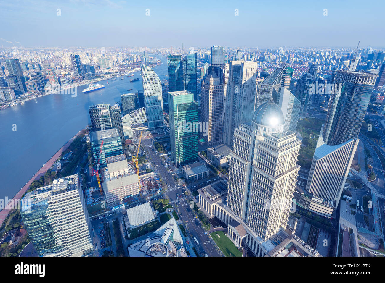 Shanghai tower aerial sunny hi-res stock photography and images - Alamy