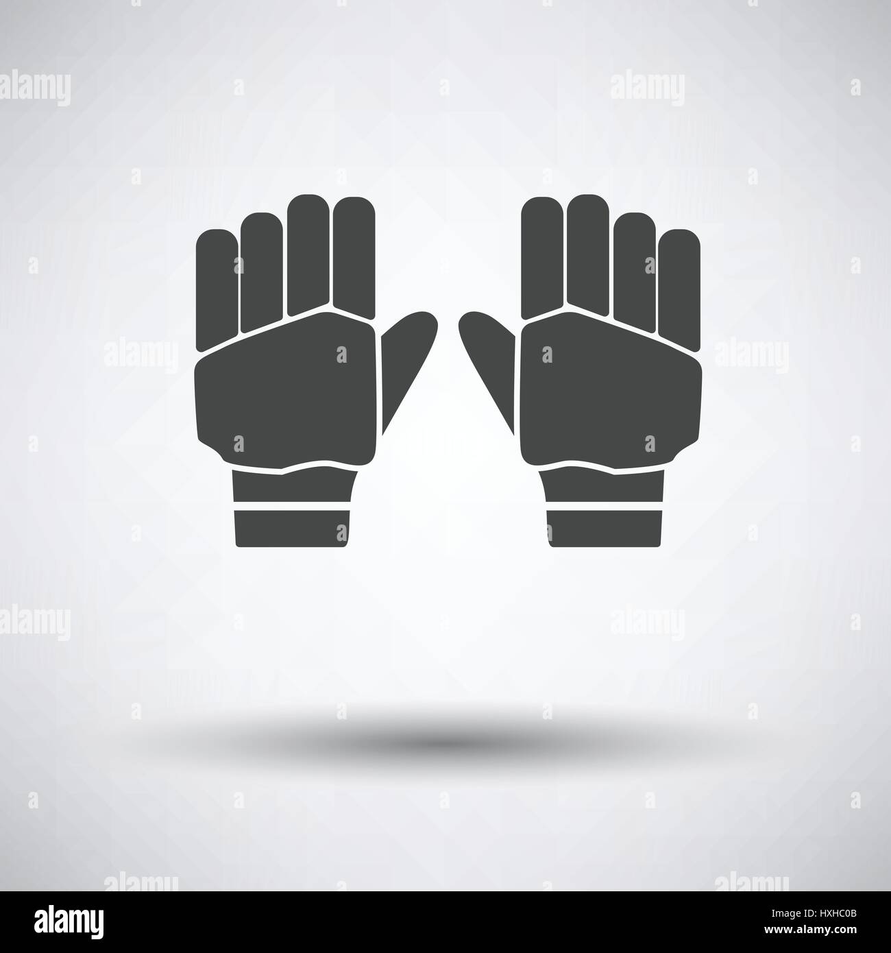 Pair of cricket gloves icon on gray background, round shadow. Vector ...