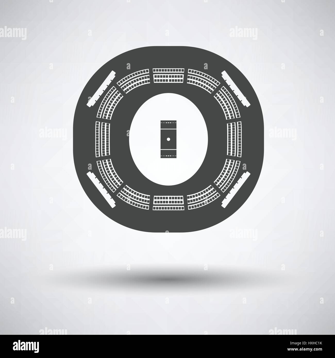 Cricket stadium icon on gray background, round shadow. Vector ...