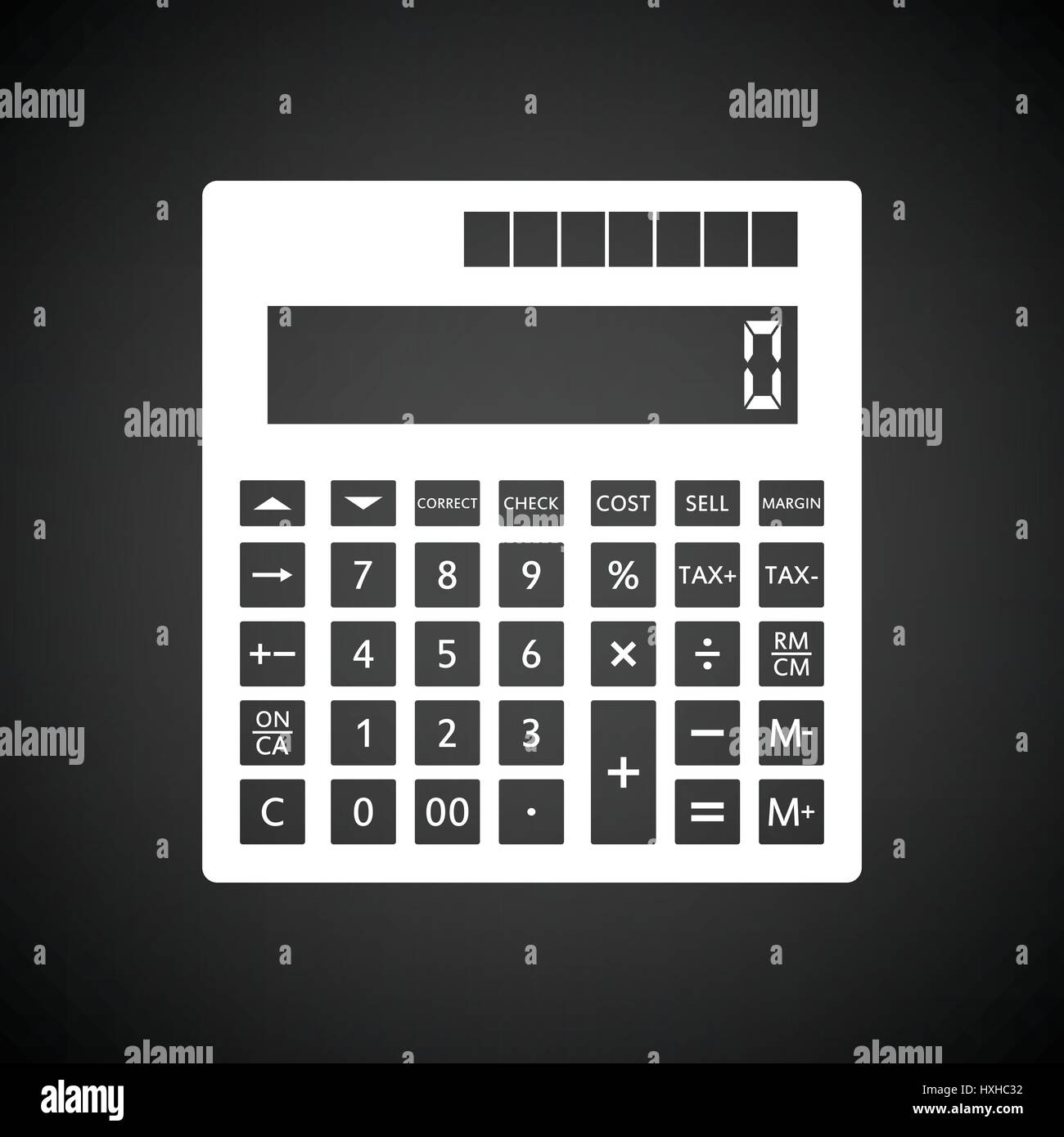 Statistical calculator icon. Black background with white. Vector ...