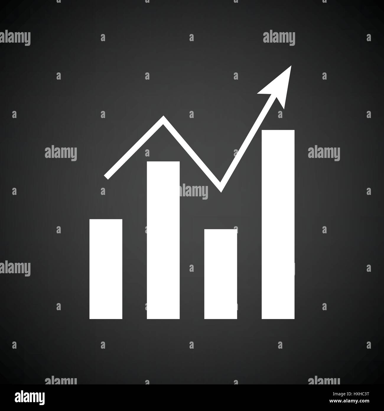 Analytics chart icon. Black background with white. Vector illustration ...