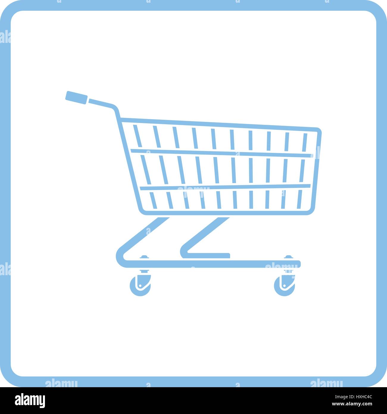 Supermarket shopping cart icon. Blue frame design. Vector illustration ...