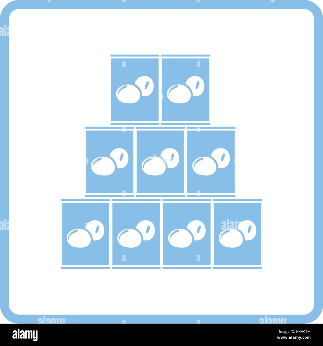 Stack of olive cans icon. Blue frame design. Vector illustration Stock ...