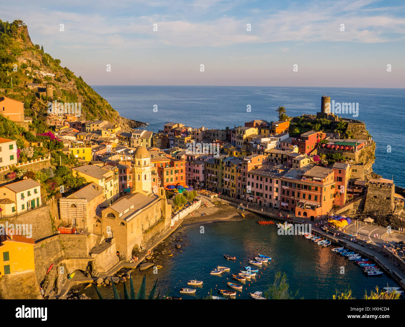 Vernazza village at sunset hi-res stock photography and images - Alamy