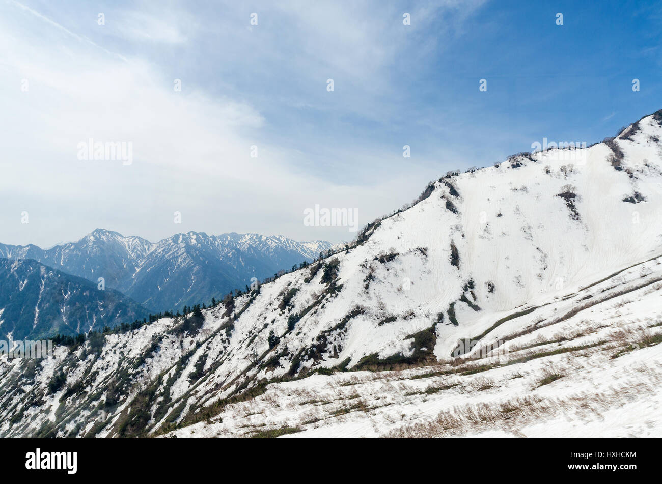Snow mountain at japan alps tateyama kurobe alpine route Stock Photo ...