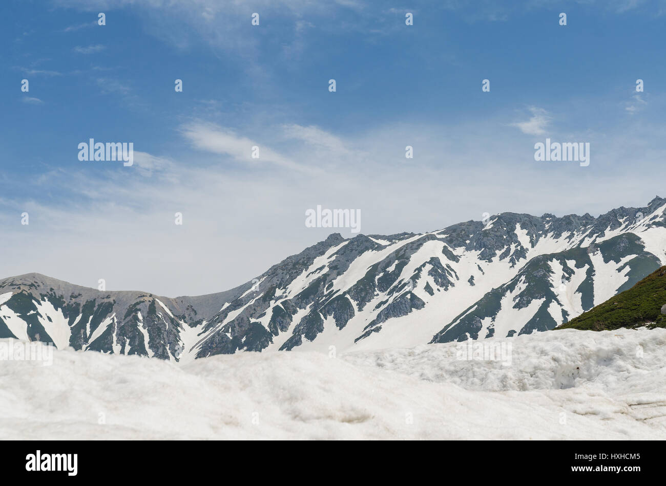 Snow mountain at japan alps tateyama kurobe alpine route Stock Photo ...