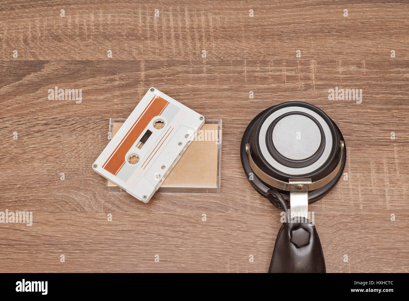 Retro audio tape and headphones Stock Photo - Alamy