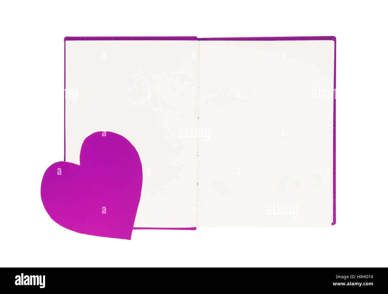 Paper heart on blank open book isolated on white background Stock Photo ...