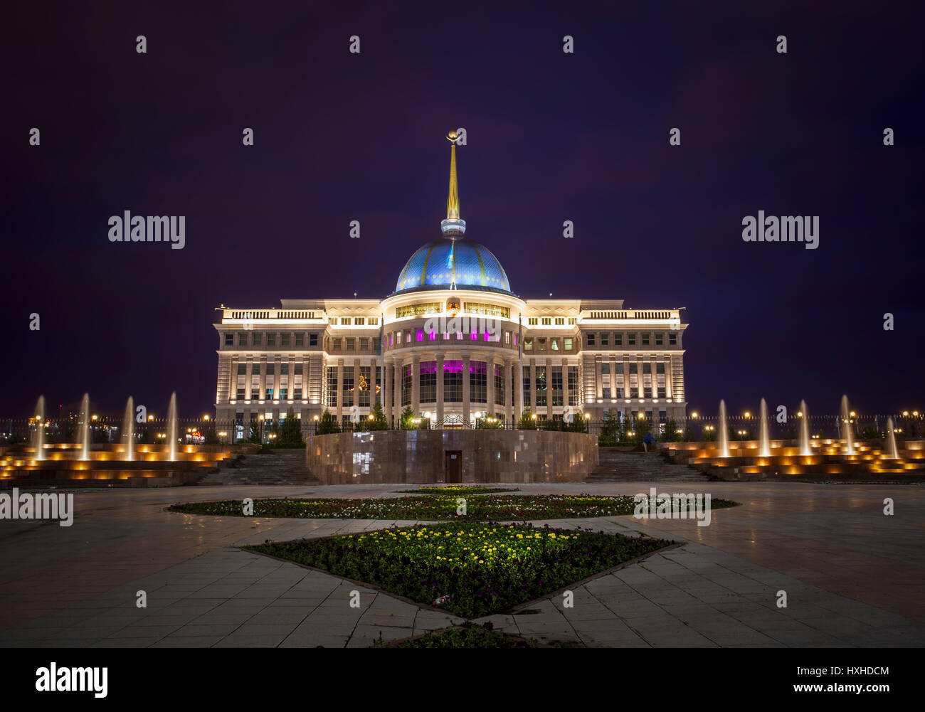 Presidential Palace in Astana, Republic Kazakhstan. Night Akorda Stock ...