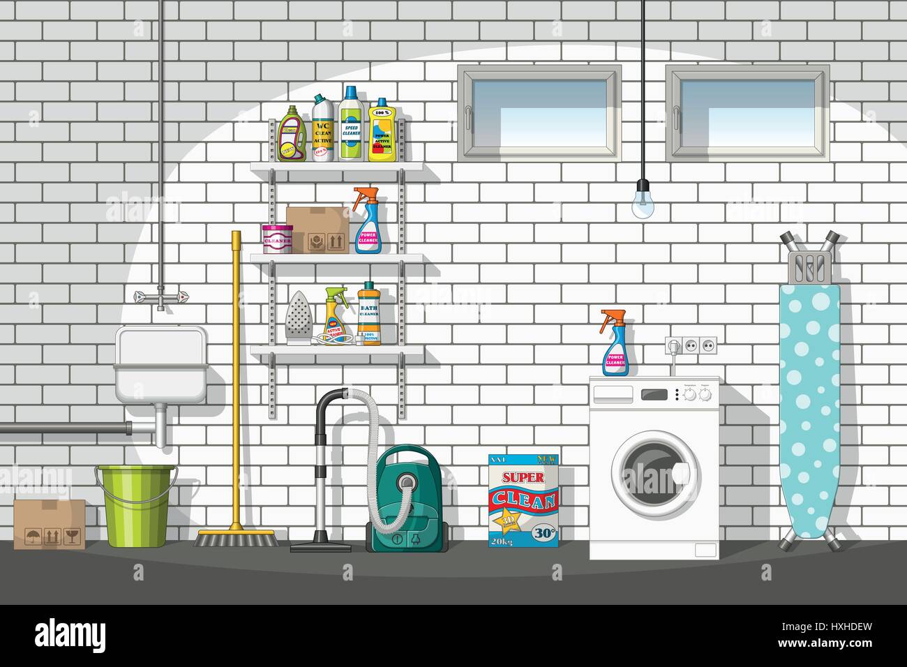 Illustration of interior equipment of a basement Stock Vector Image ...