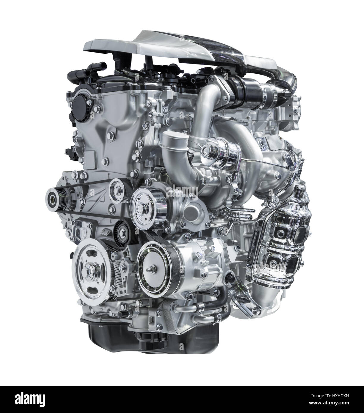 Modern car engine isolated on white background Stock Photo - Alamy