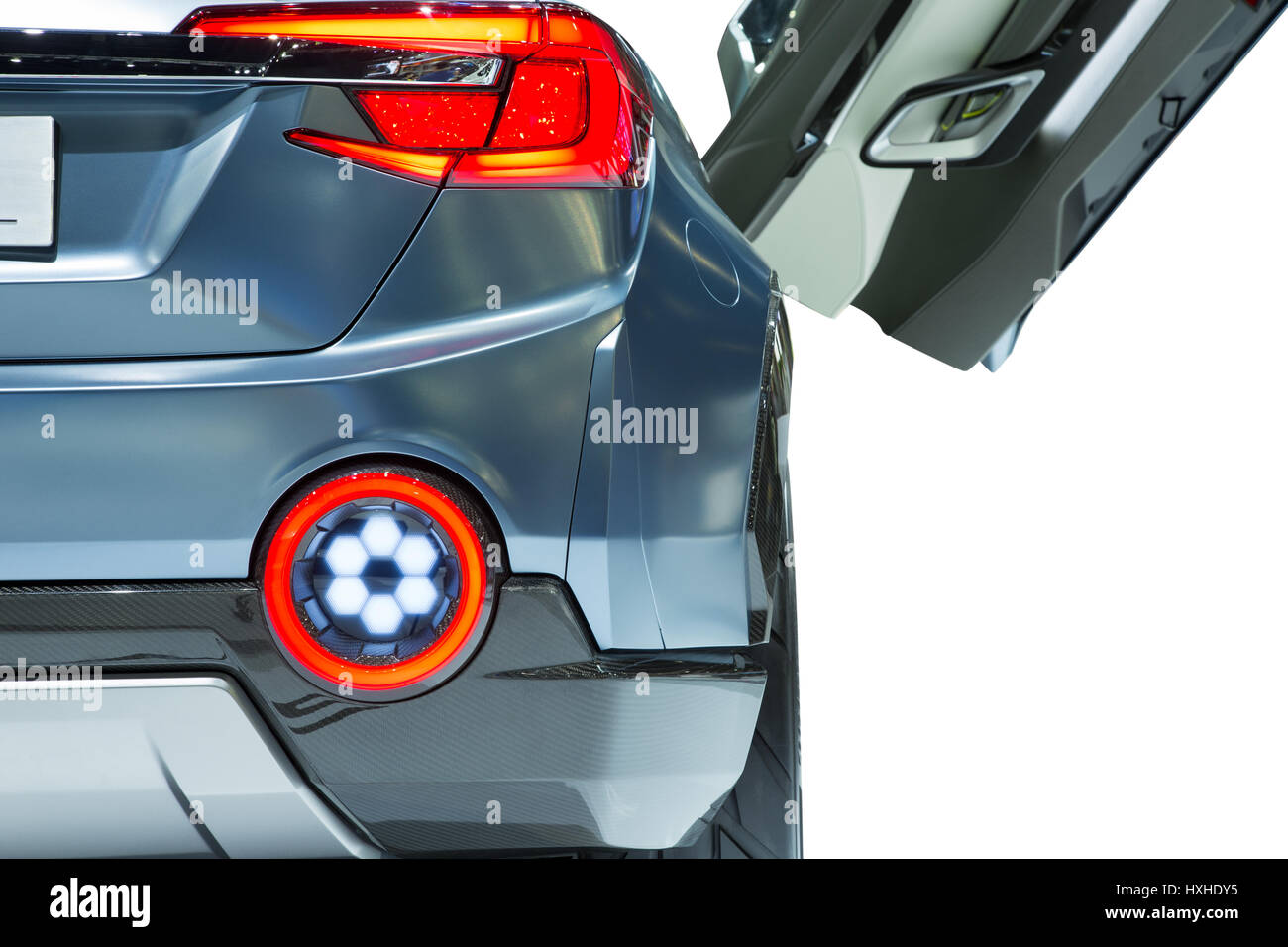 Beautiful rear light car closeup on white background Stock Photo - Alamy