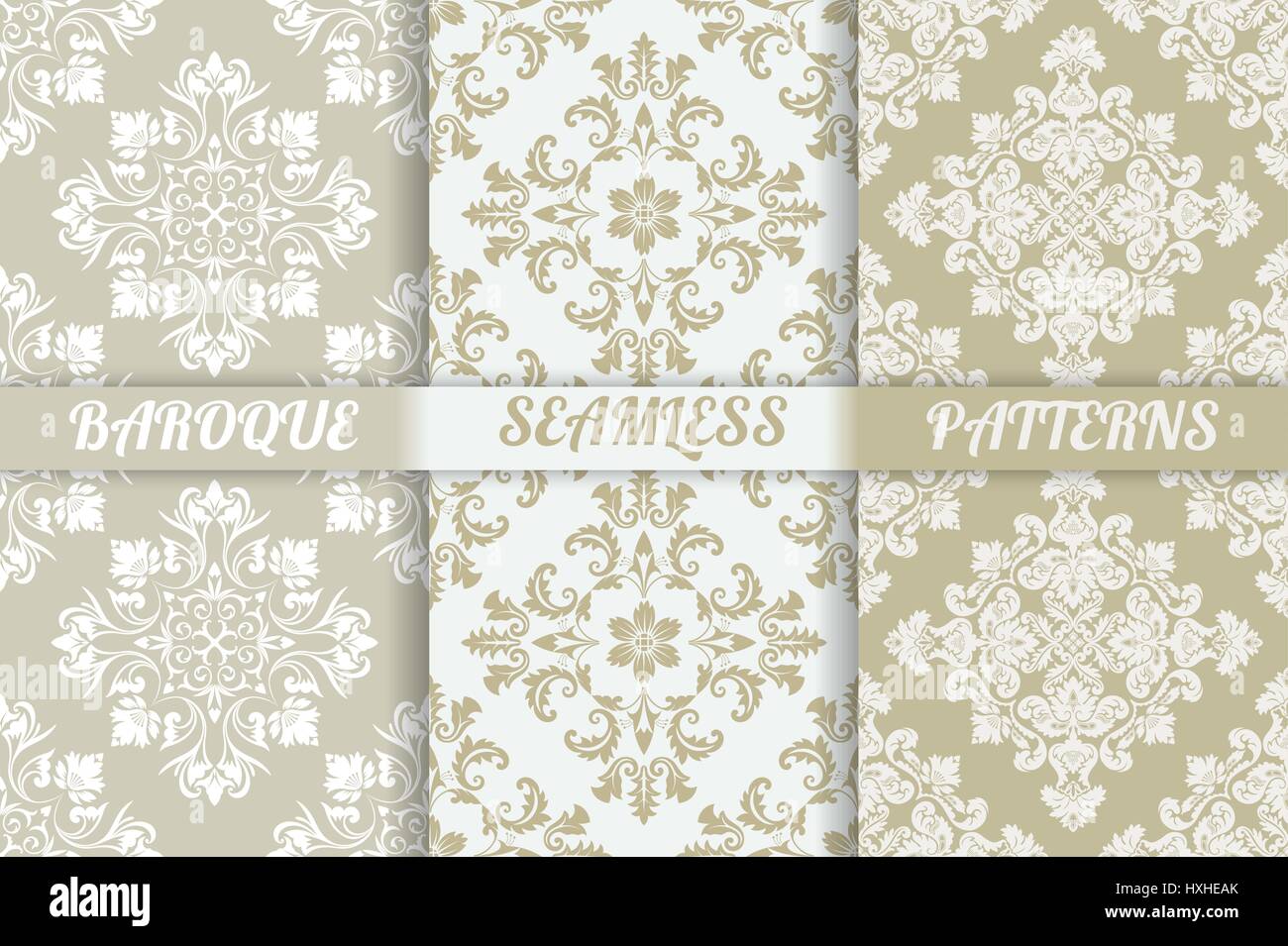 Vector seamless pattern. Set of three luxury elegant textures of ...