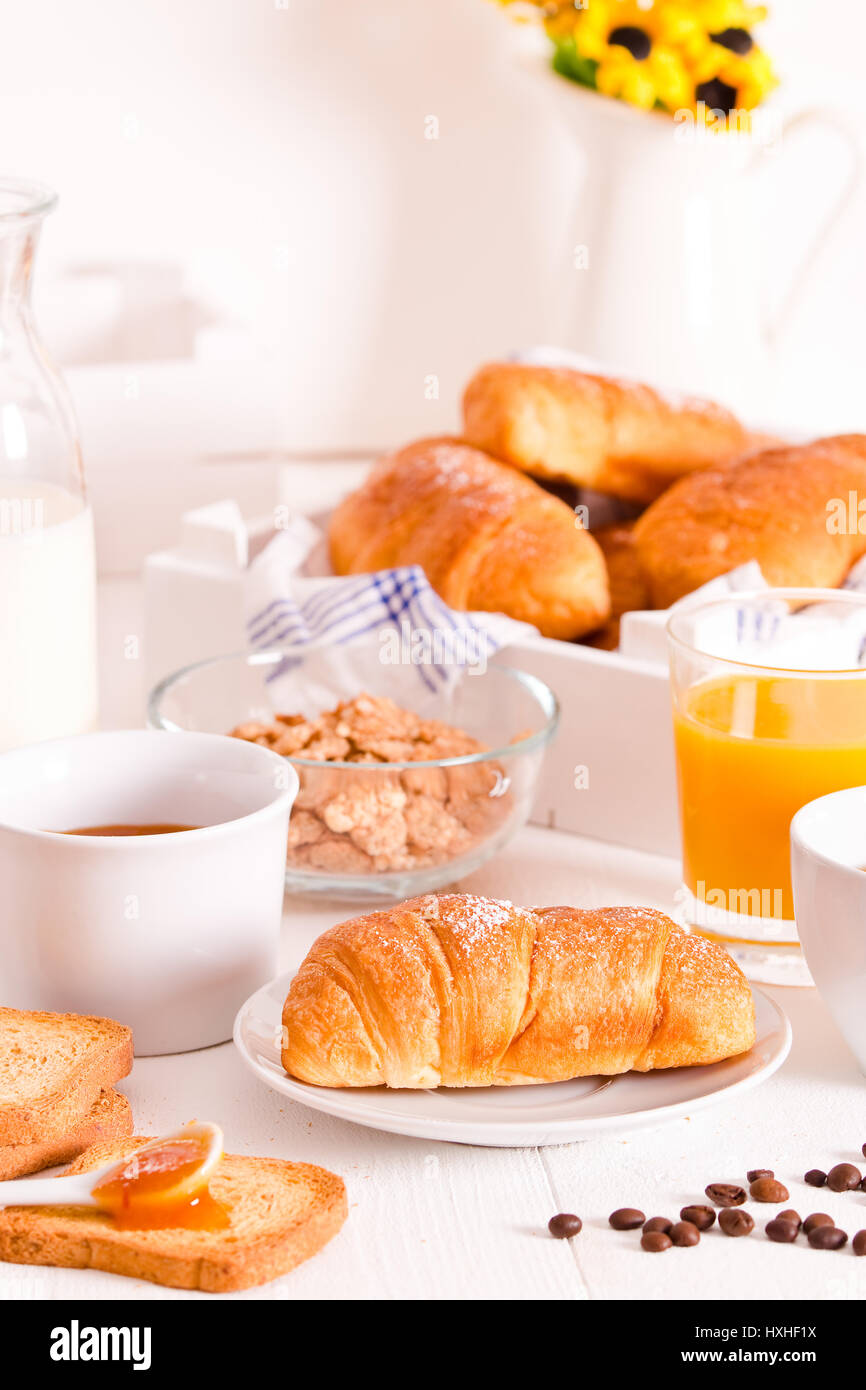 Breakfast with croissants Stock Photo - Alamy