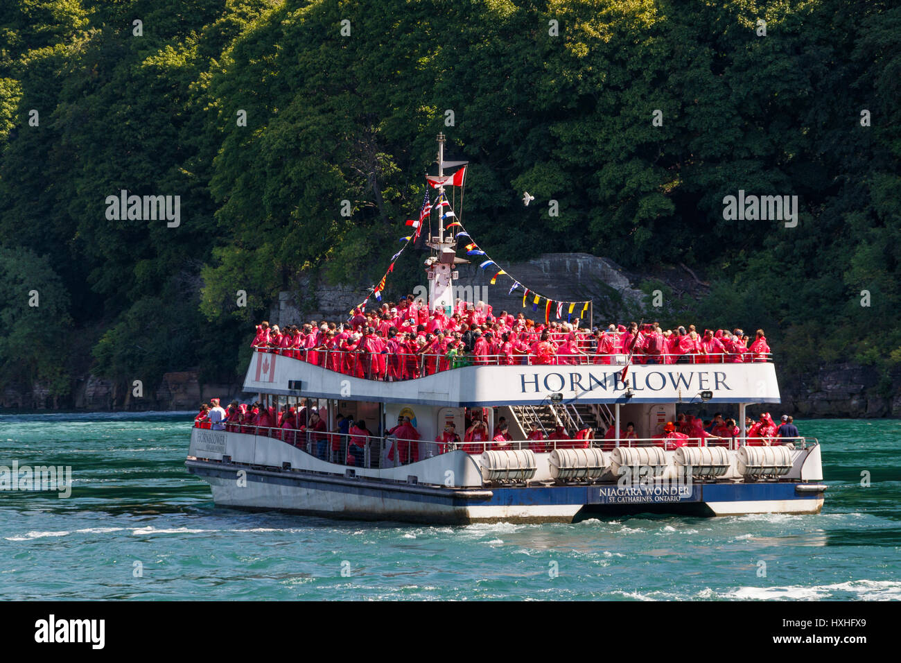The Hornblower boat, Niagara Wonder, full with tourists beside the ...