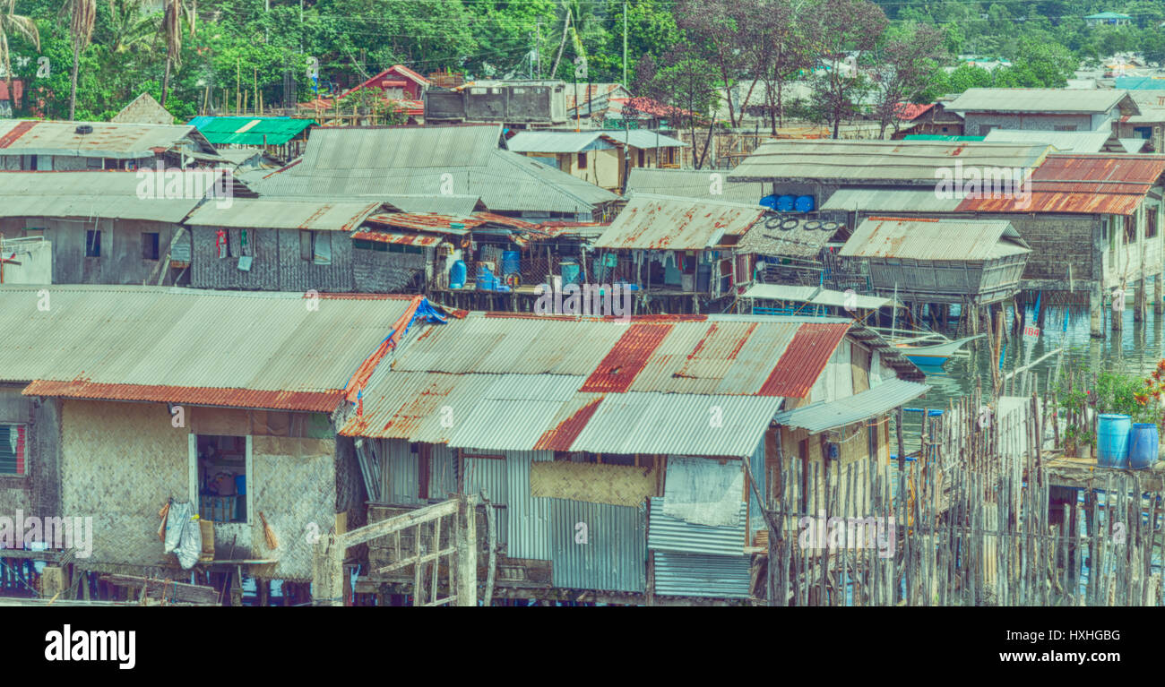 blur philippines house in the slum for poor people concept of poverty ...