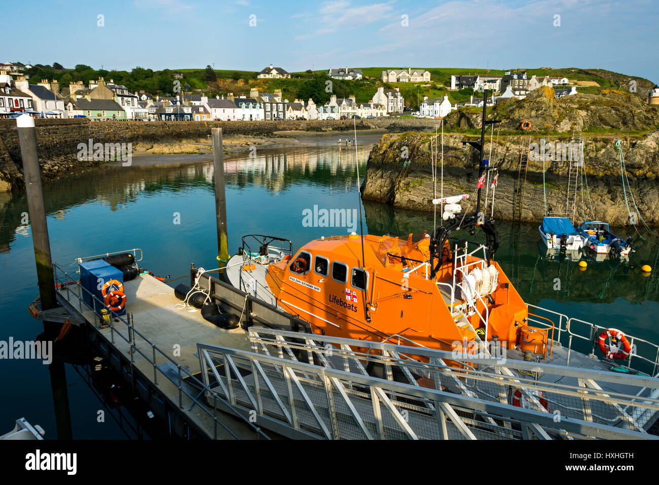 The harbour and lifeboat at Portpatrick, Dumfries and Galloway ...