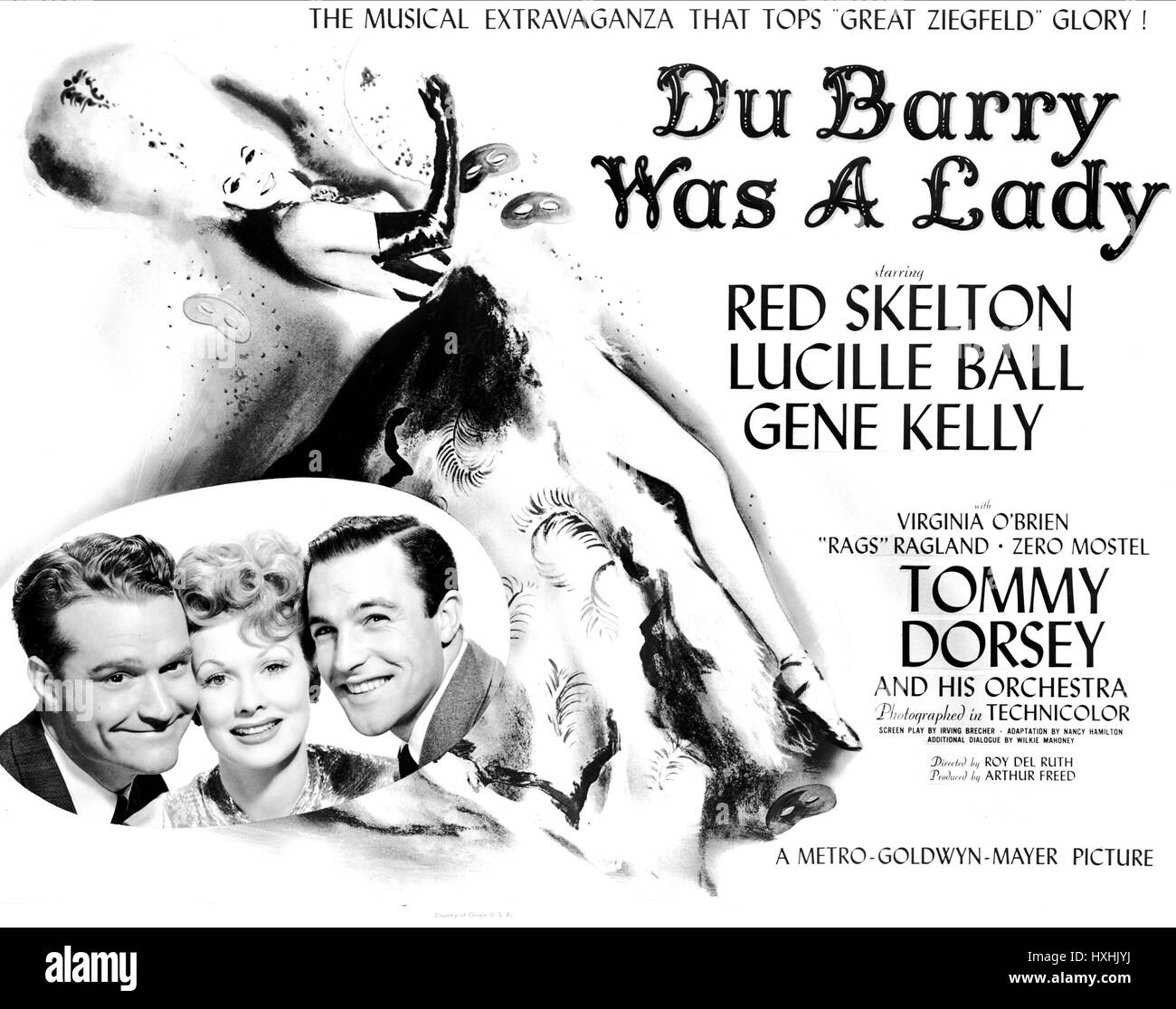 Red Skelton Lucille Ball Gene Kelly Du Barry Was A Lady 1943 Stock