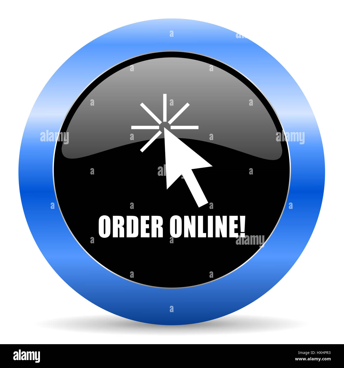Order online black and blue web design round internet icon with shadow on white background Stock ...