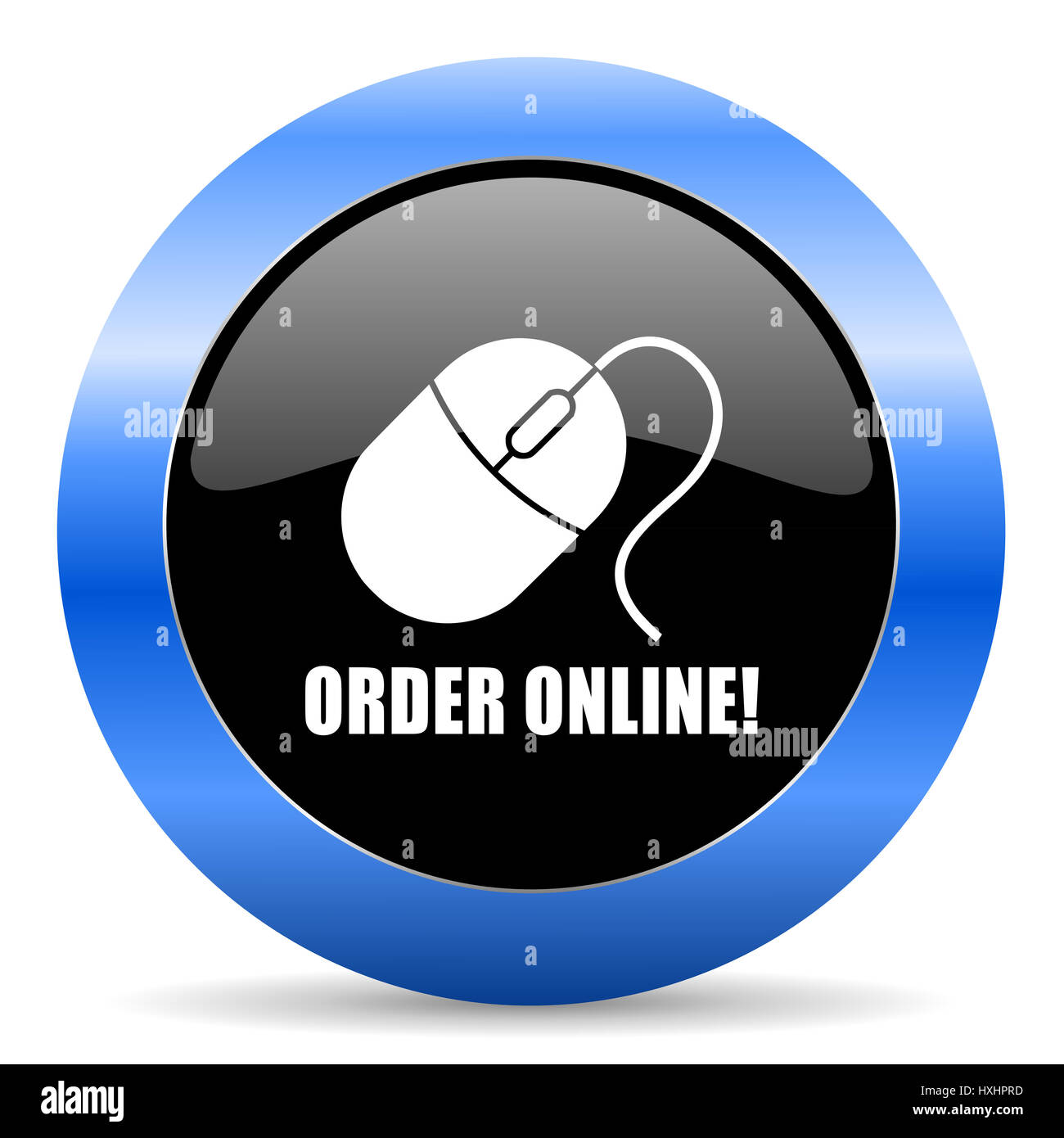 Order online black and blue web design round internet icon with shadow ...