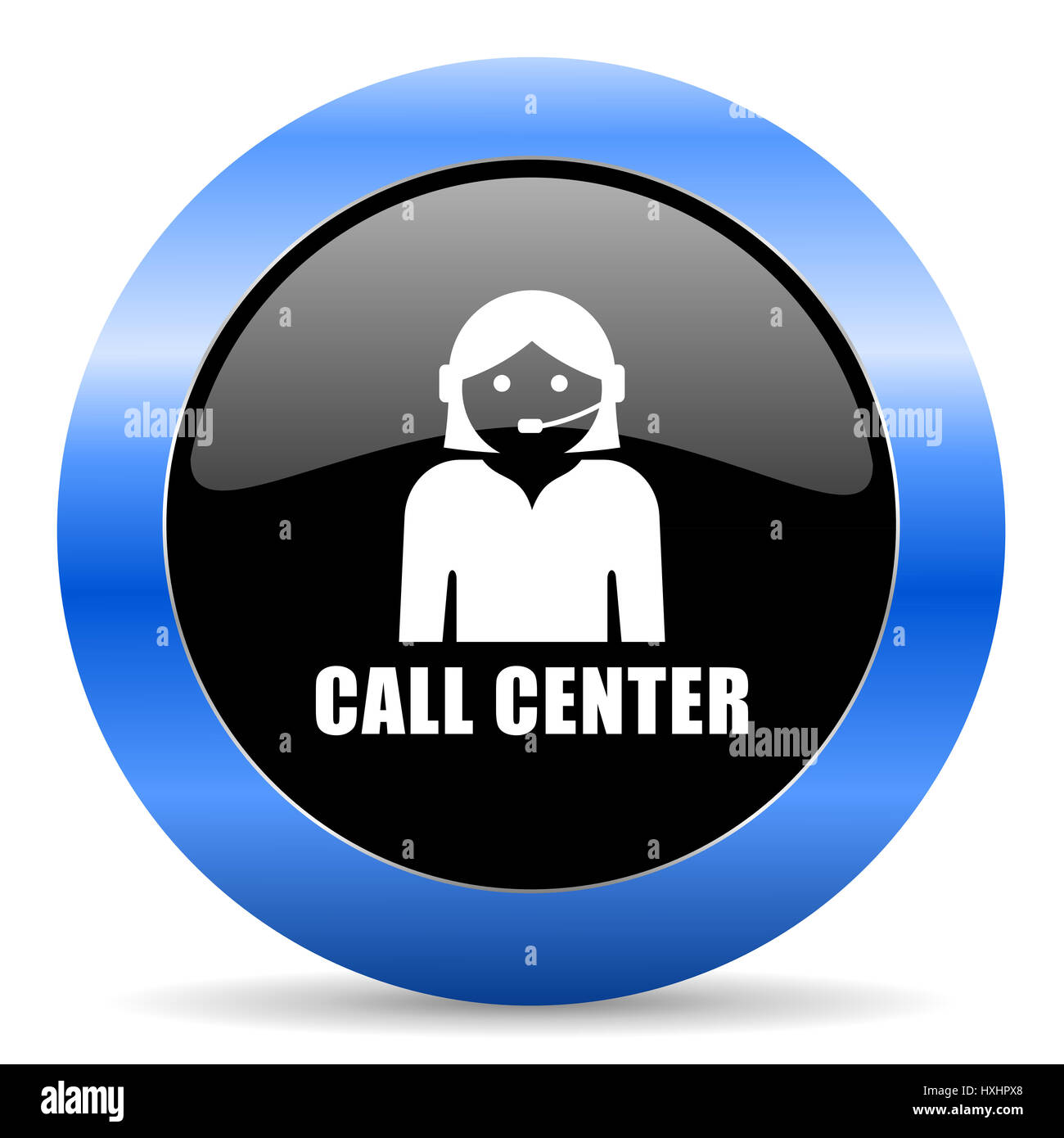 Call center black and blue web design round internet icon with shadow ...