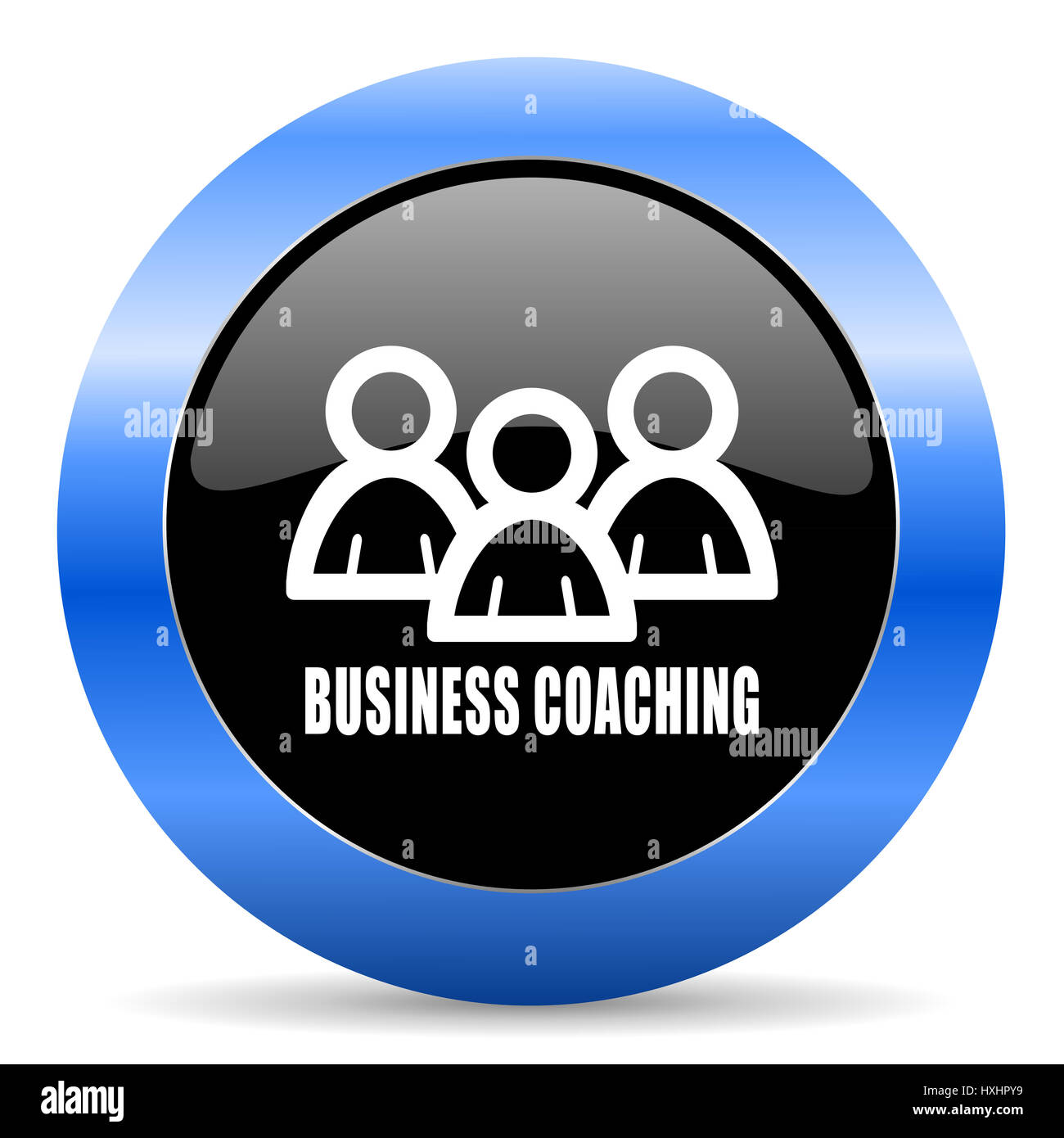 Business coaching black and blue web design round internet icon with ...
